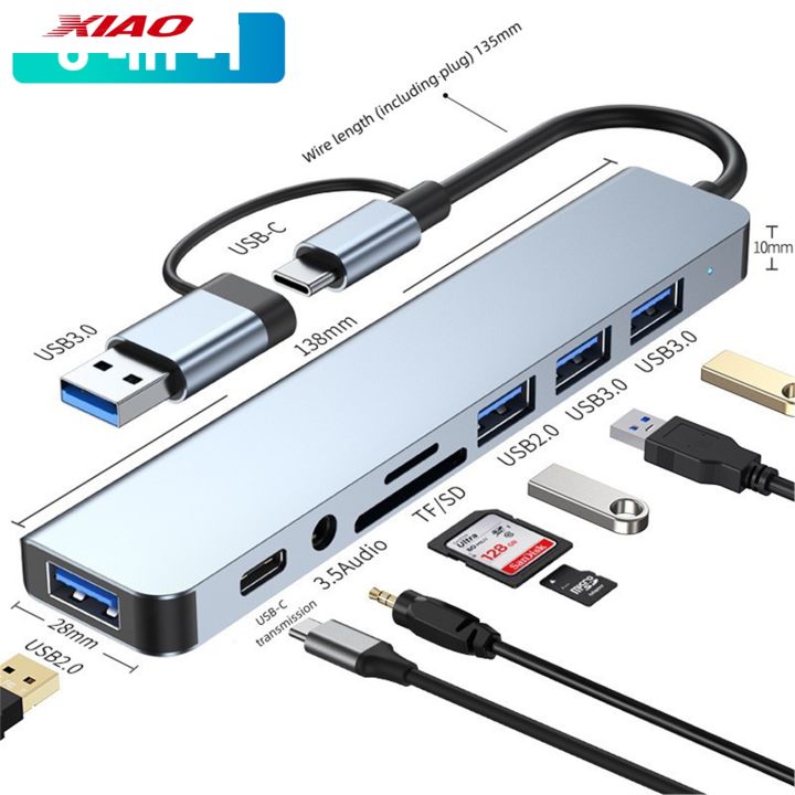 Xiao 8-in-1 USB C Docking Station na may USB C Hub, Multiple Monitor Adapter, PD SD TF Video ...