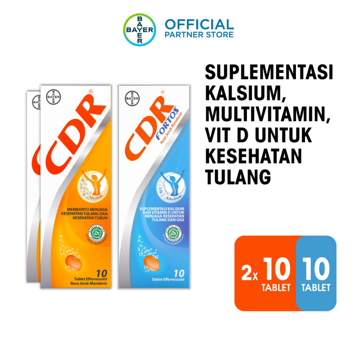 CDR Multivitamin Suplemen Kalsium Vitamin C, D, dan B6 10 Tablet x 2 ...