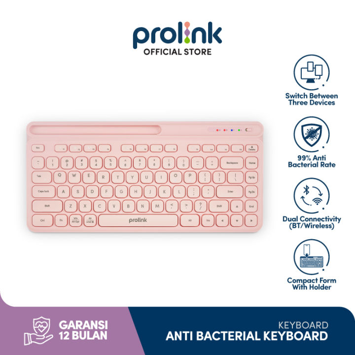 Prolink Keyboard Wireless Bluetooth Multi-device Slim | Anti-Bacterial ...