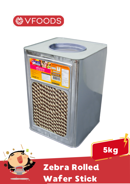 VFOODS Zebra Rolled Wafer Stick [ Big Tin 5kg ] | Lazada