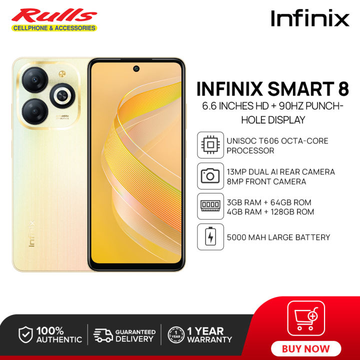 Infinix Smart 8 Smartphone | 3GB+64GB / 4GB+128GB | Unisoc T606 Octa-Core Processor | 6.6" HD+ ...