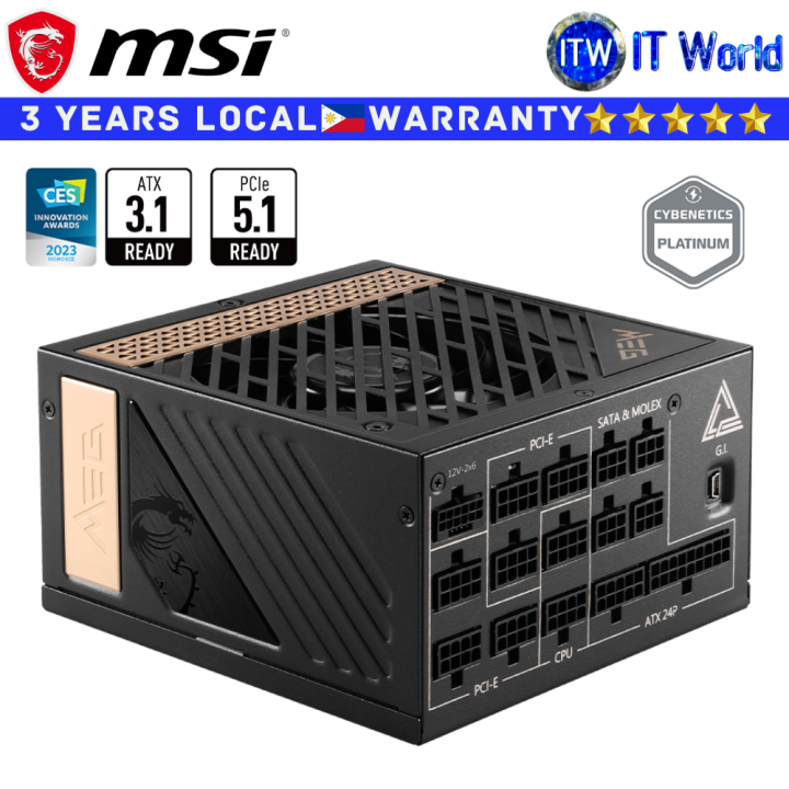 Itw | MSI PSU 1300W Power Supply Unit MEG Ai1300P PCIe5 80+ Platinum ...