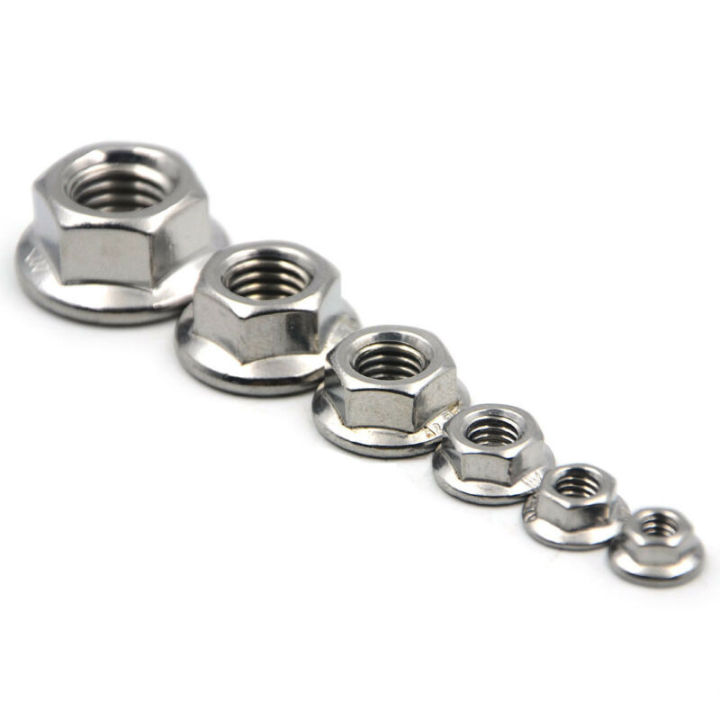 M4 M5 M6 M8 M10 M12 304 flange nut Hex Flange Nylon Insert Lock Nut Self-locking Nylock Locknut ...