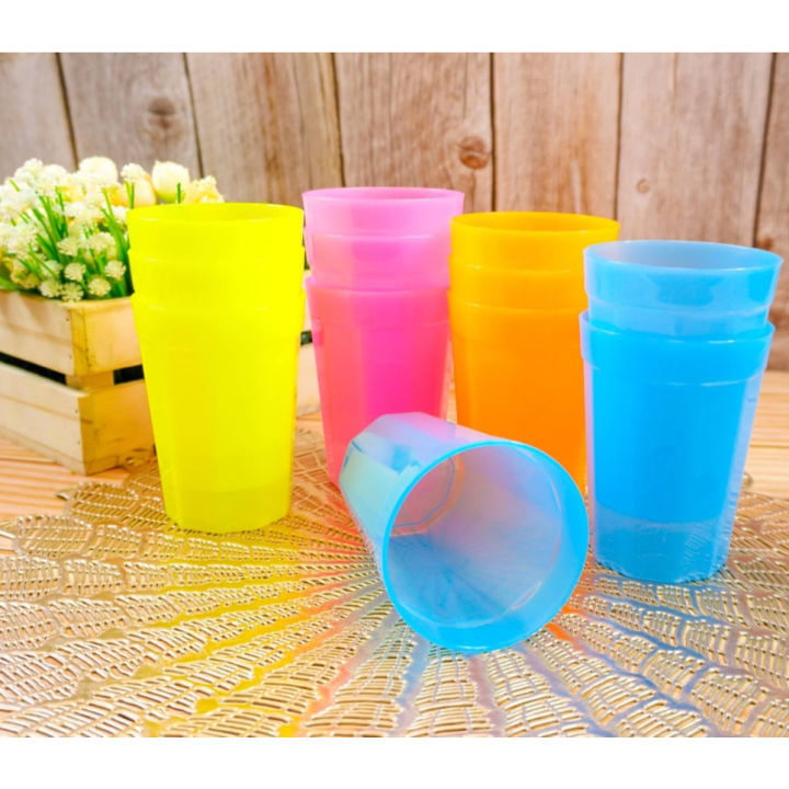 12pcs Reusable Neon Plastic Cup Dining Cup Cute Party Drinking Cups ...