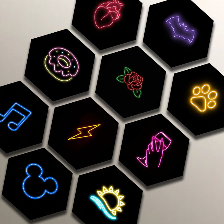 HIASAN DINDING HEXAGONAL NEON AESTHETIC DESIGN - WALLPAPER DINDING ...
