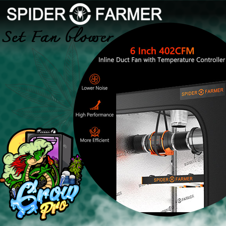 Spider Farmer®4 Inch Inline Fan Combo with Temperature and Humidity Fan ...