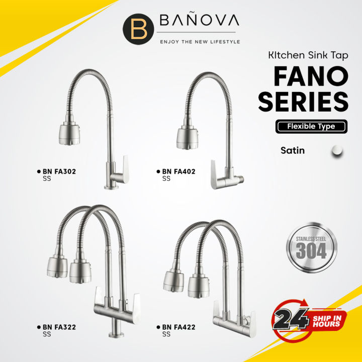 BANOVA SUS 304 Stainless Steel Kitchen Sink Tap Water Tap Paip Singki ...