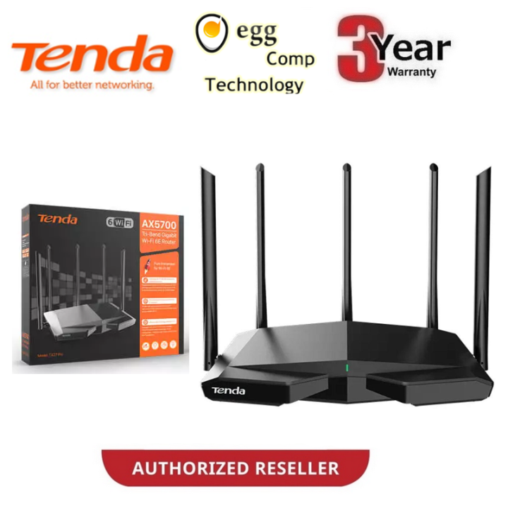 Tenda TX27 Pro AX5700 Tri-Band Gigabit Wi-Fi 6E Router | Lazada