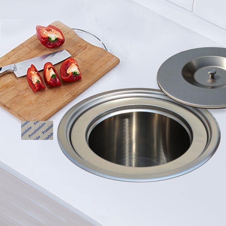 NBHF 8L Stainless Steel Countertop Bench Top Mount Waste Garbage Trash ...