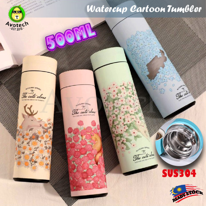 Awotech 350ML/480ML Tumbler Water Thermos Bekas Air Panas Botol Air Stainless Steel Water Bottle ...