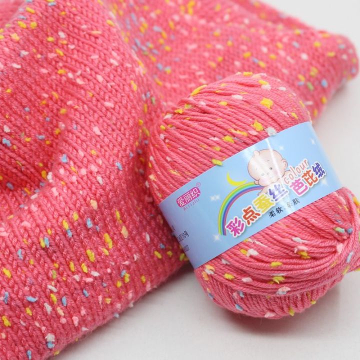 Benang Kait Dot Yarn Silk protein Crochet Yarns Knitting Yarn Benang ...