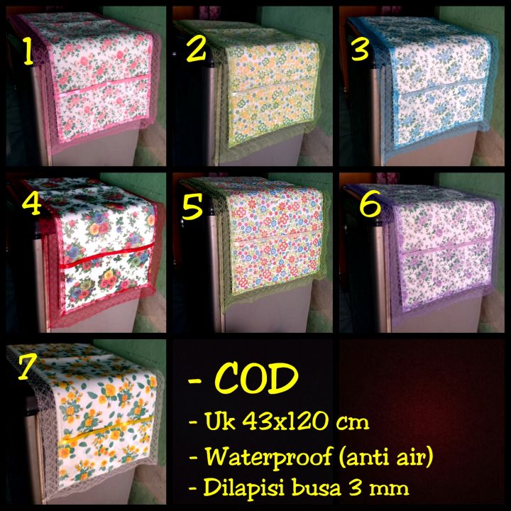 Taplak Penutup Kulkas Kedap Air/ Cover Kulkas/ Sarung Kulkas Cantik ...