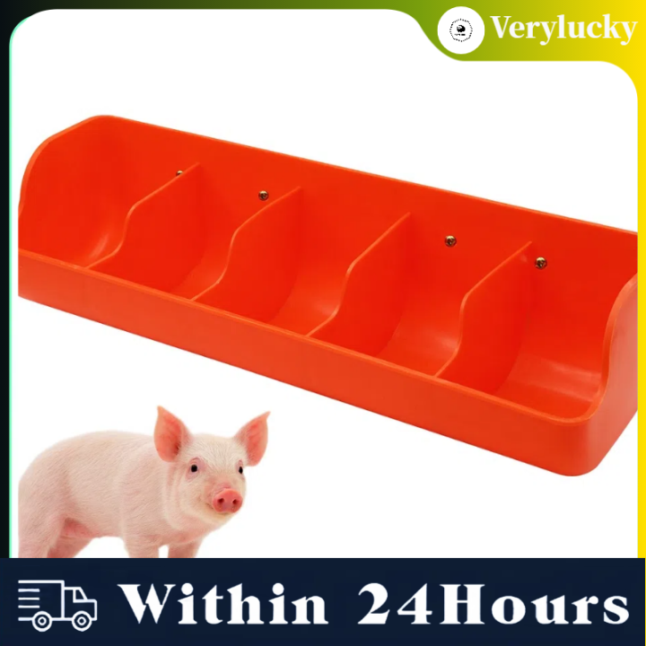 Orange Plastic Piglet Trough Automatic Feeding Five Grids Pig Sow ...