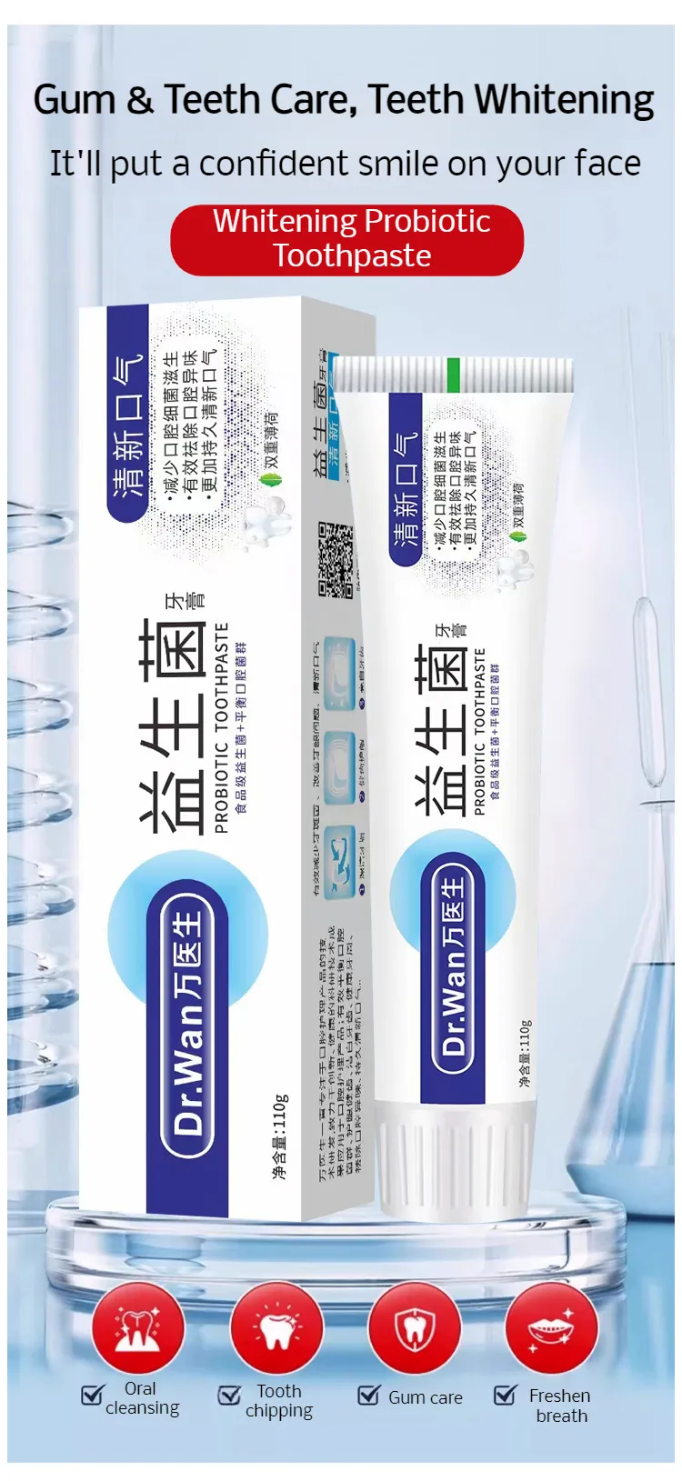 Whitening and Strengthening Probiotic Toothpaste Peculiar Smell Removal ...