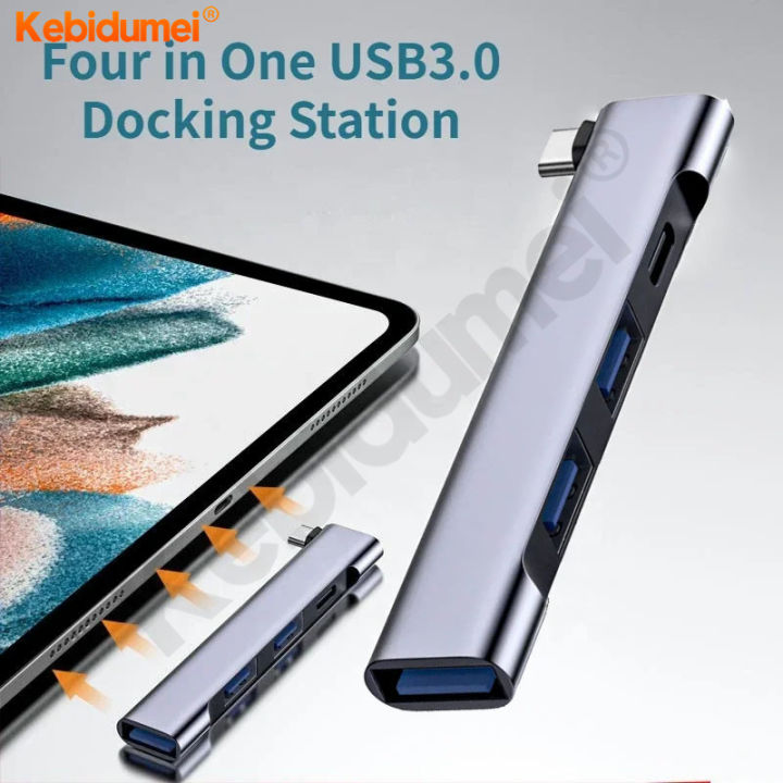 Kebidumei ฮับ USB-C 4 IN 1 USB สากล3.0แท่นวางมือถือ PD ชาร์จรางช่องยูเอสบีความเร็วสูงสำหรับ ...