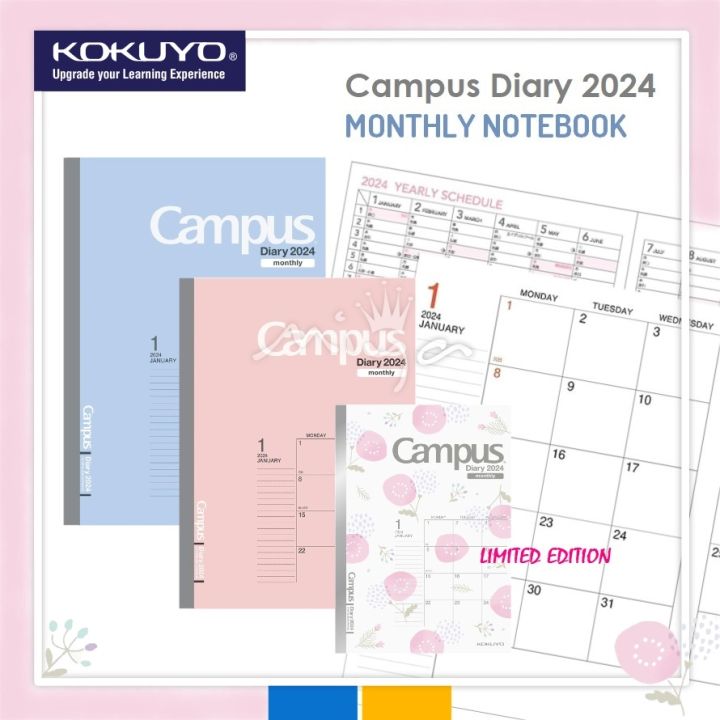 KOKUYO CAMPUS MONTHY SCHEDULE DIARY 2024 - B5/A5/B6/A6 | Lazada