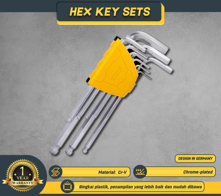 Deli long Ball end Hex key set 9 pcs - Deli Kunci L Long Ballpoint Set ...