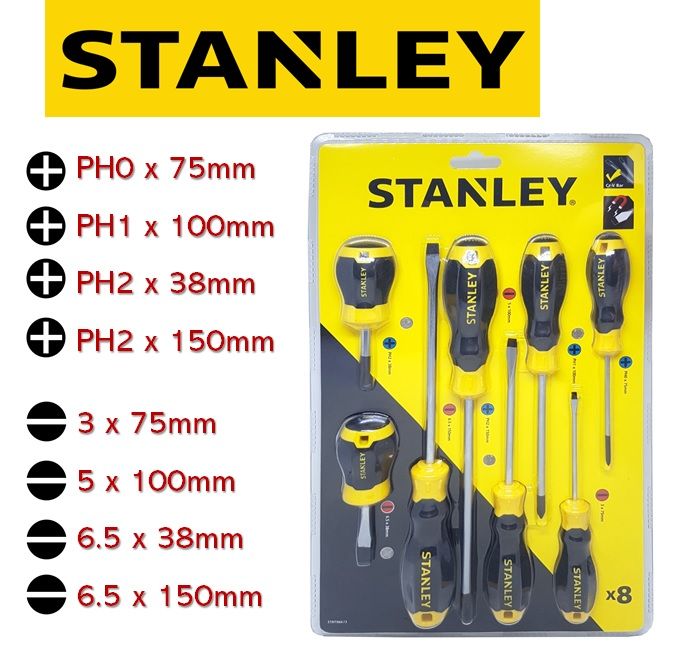 STANLEY 66-673 8PCS CUSHION GRIP SCREWDRIVER SET [ GEOLASER ] 66673 ...