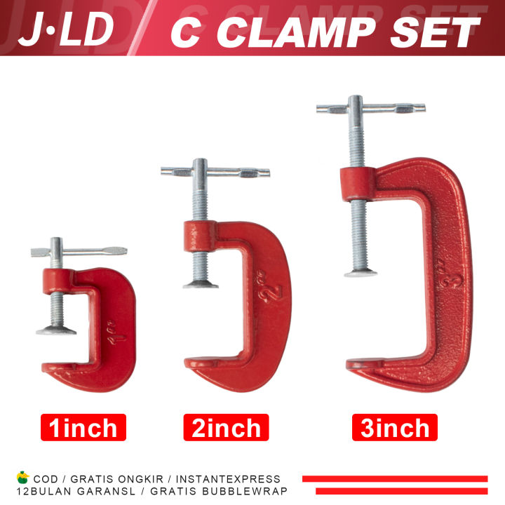 JLD G Clamp /Kayu Klem Penjempit C /3 Ukuran Pegangan Mudah Diputar ...