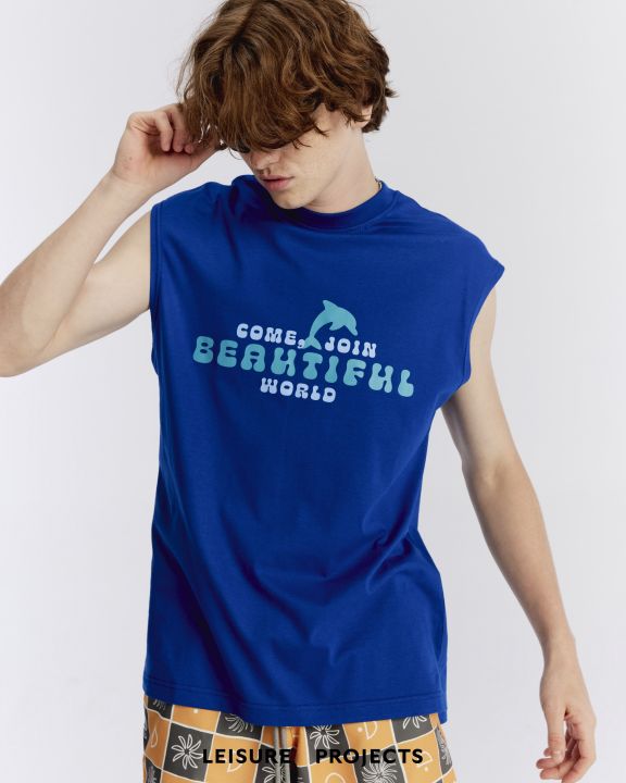 (LEISURE PROJECTS) "dolphin" oversize fit sleeveless t-shirt เสื้อยืด ...