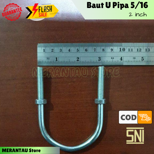 Baut U Diameter 5/16 Lebar 1/2 1 1/4 2 Inch Galvanis Klem Pengencang ...