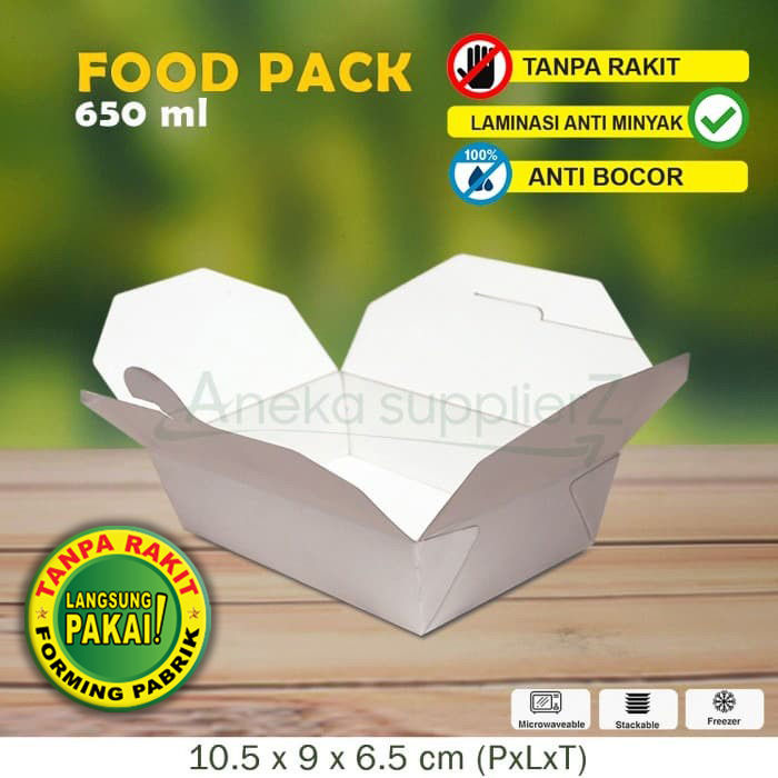 Food Pak Food Pack - Box Pail | PUTIH 650 ml (50 pcs) | Lazada Indonesia