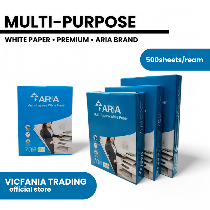 Aria Premium Multi-Purpose White Paper Copy Paper Bond Paper, Short, A4, Long - 500 Sheets Per ...