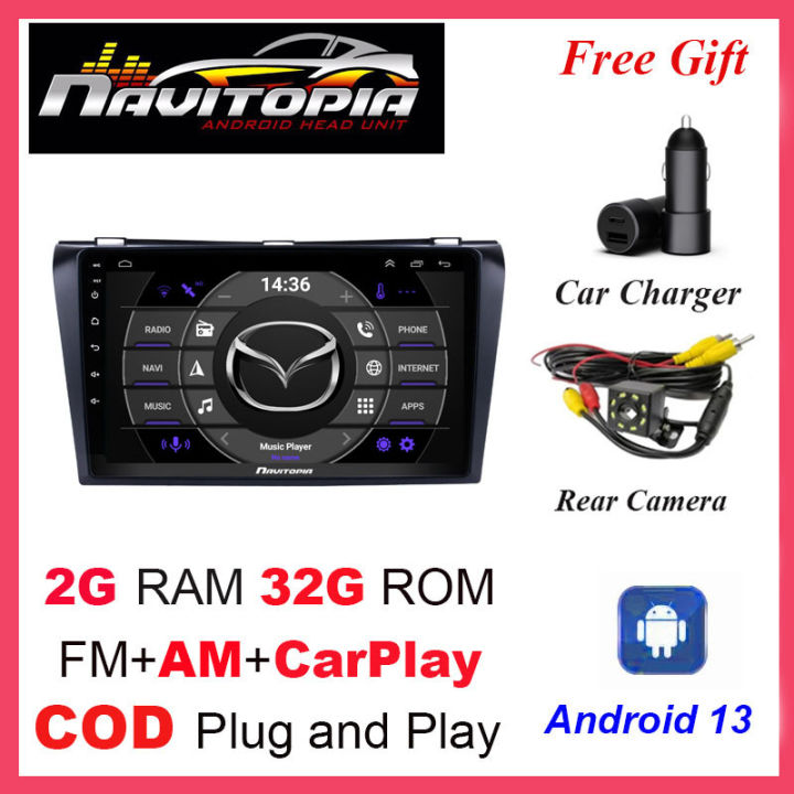 NAVITOPIA Android 13 Car Radio Stereo Receivers for Mazda 3 2004 2005 ...