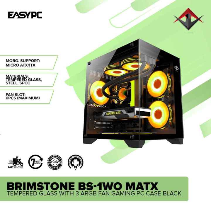 EasyPC | Fuzion BRIMSTONE BS-1WO or BS-1F MATX Tempered Glass with 3 ...