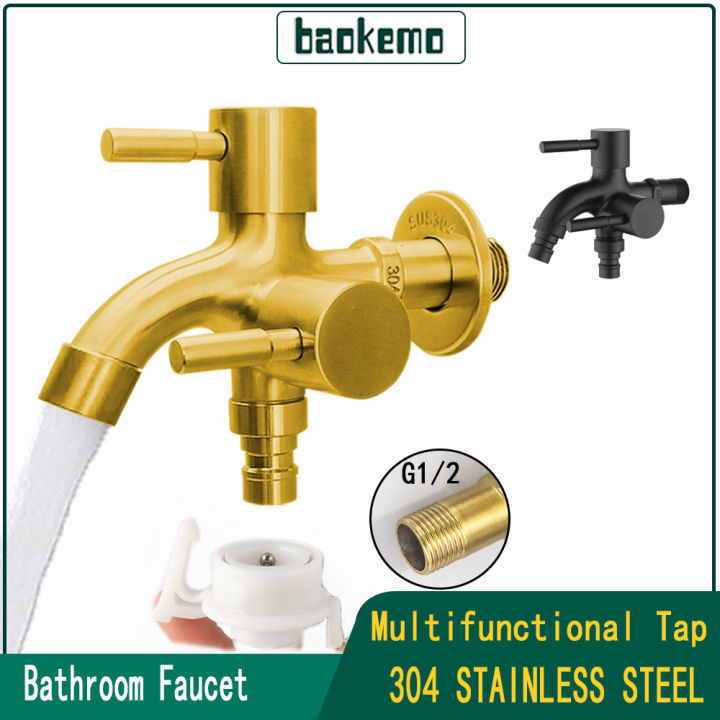 Water tap faucet 304 Stainless Steel Double Tap Multifunctional ...