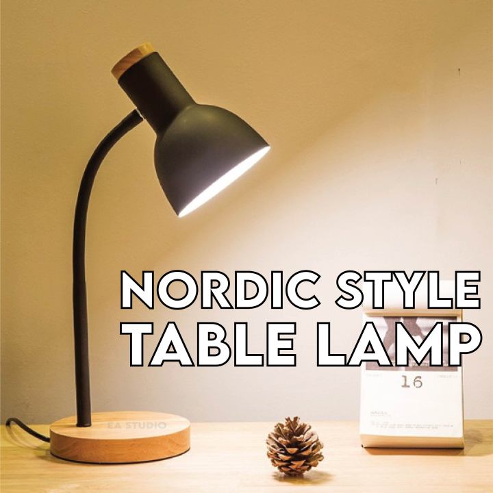 [Ready Stock] Nordic Wood Adjustable Study Lamp Desk Lamp LED Table ...