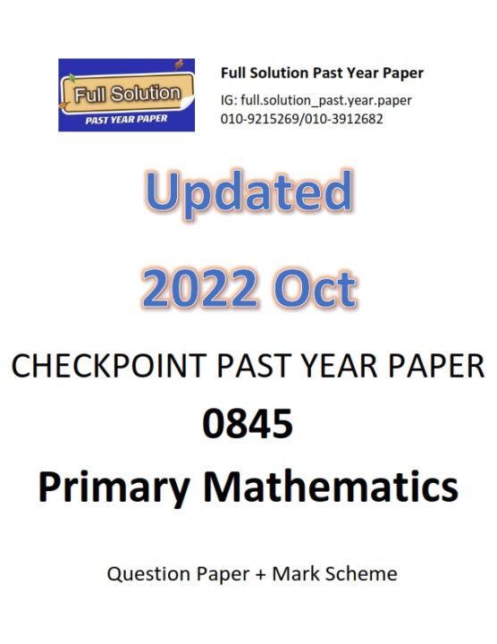 LATEST Cambridge Primary Checkpoint 0845 Mathematics Past Year ... LATEST Cambridge Primary Checkpoint 0845 Mathematics Past Year ...
