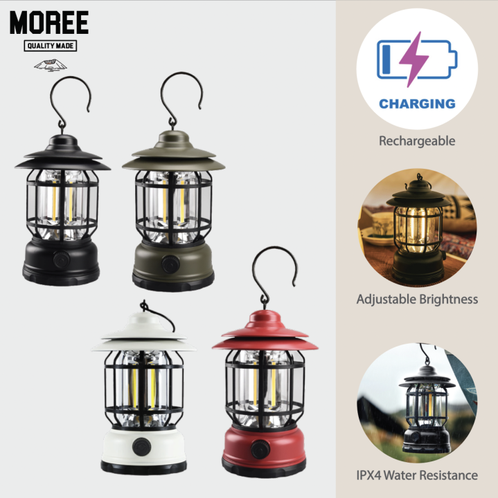 Camping LED Vintage Lantern Light Rechargeable Type C Lamp Lampu ...