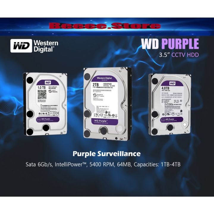 Western Digital WD Purple Surveillance 3.5" CCTV HDD Internal Hard Disk ...