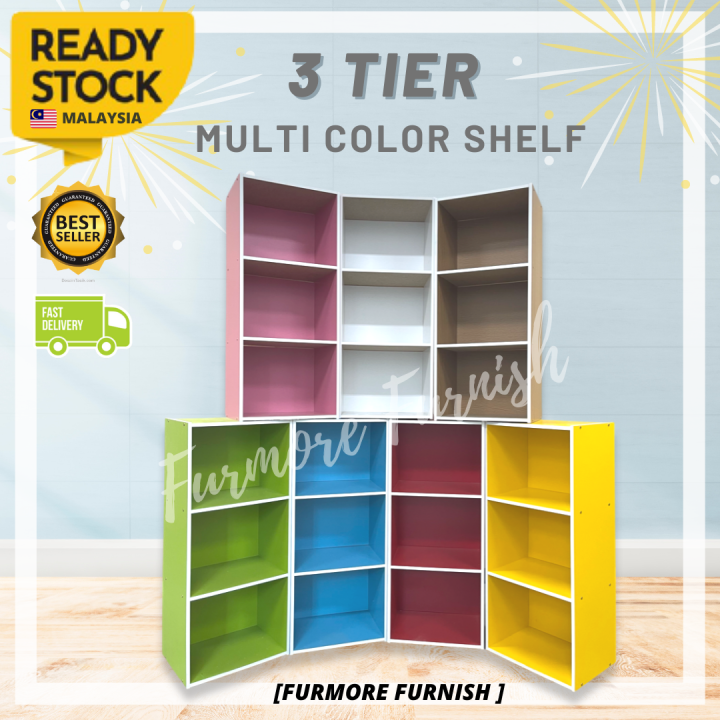DIY 3 Tier High Quality Multipurpose Colorful Rack Book Shelf / Rak ...