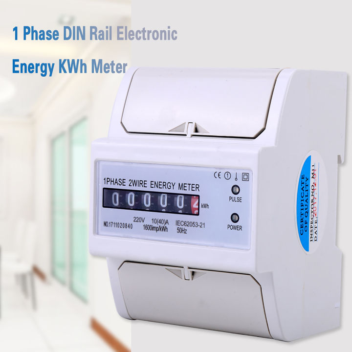 DIN Rail KWh Meter Single Phase Power KWH Electricity Energy Meter LCD ...