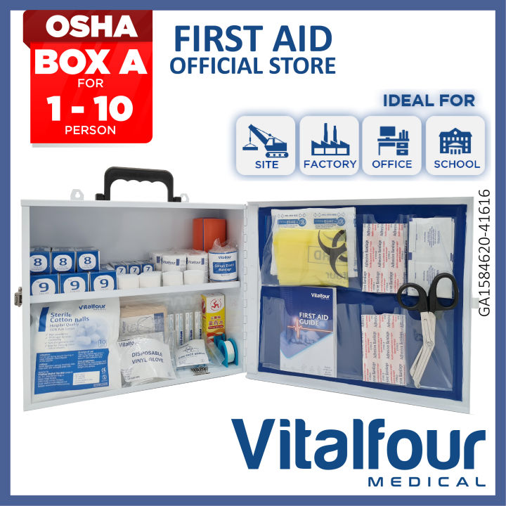 Vitalfour OSHA Workplace First Aid Kit Box A (1-10pax) | Lazada