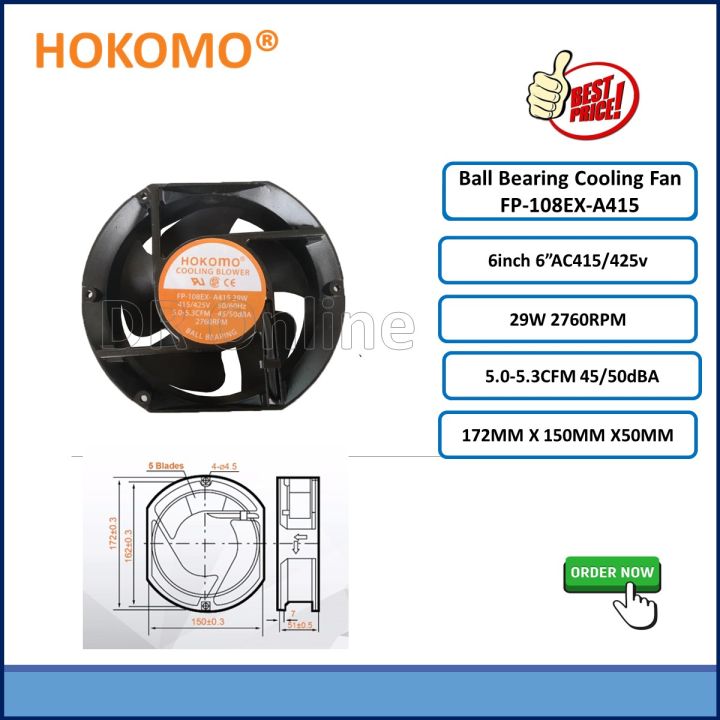 HOKOMO Cooling Fan Blower Fan Axial fan 6inch Ball Bearing, 240VAC /110VAC/ 415VAC - READY STOCK ...