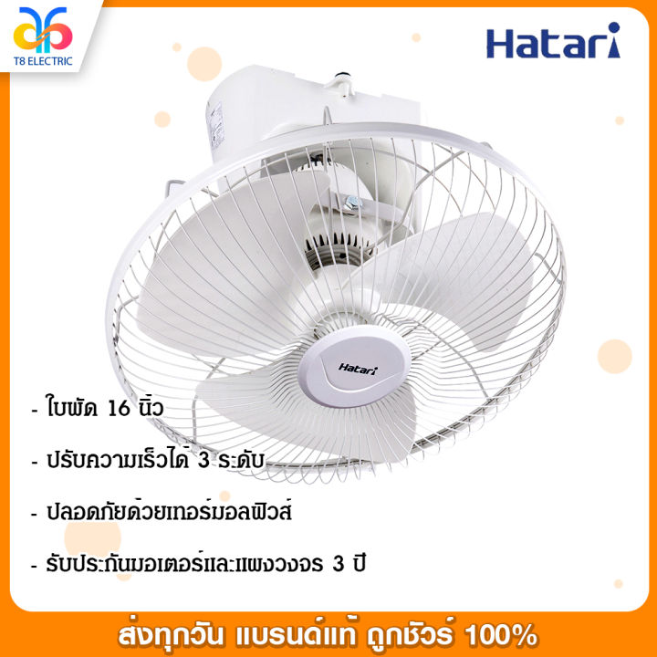 พัดลมติดเพดาน HATARI 16 นิ้ว รุ่น HT-C16M8(N) | Lazada.co.th