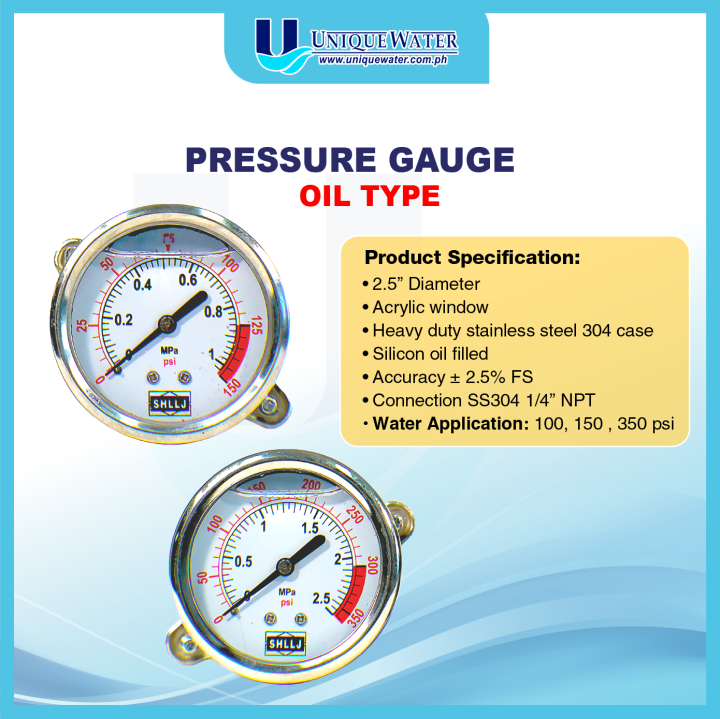 Pressure Gauge | Oil Type (150 PSI, 350 PSI) | Lazada PH