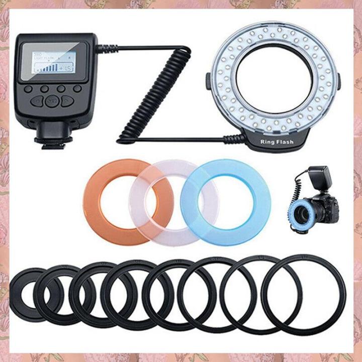 (XVCW) Macro LED Ring Flash Light Kit with 8 Adapter Ring for DSLR ...
