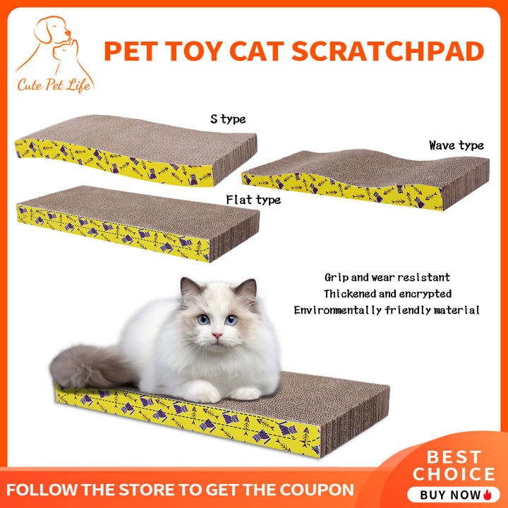 Cat scratching board made of high density corrugated cardboard with ...