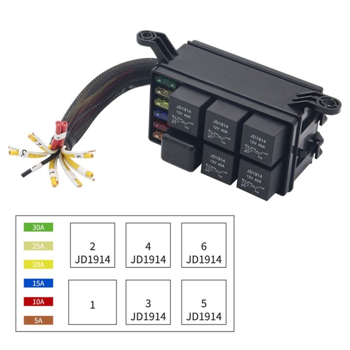 12V Relay Box 6 Slots Relay Block 6 Way Fuse Block with Relay Box and ... 12V Relay Box 6 Slots Relay Block 6 Way Fuse Block with Relay Box and ...