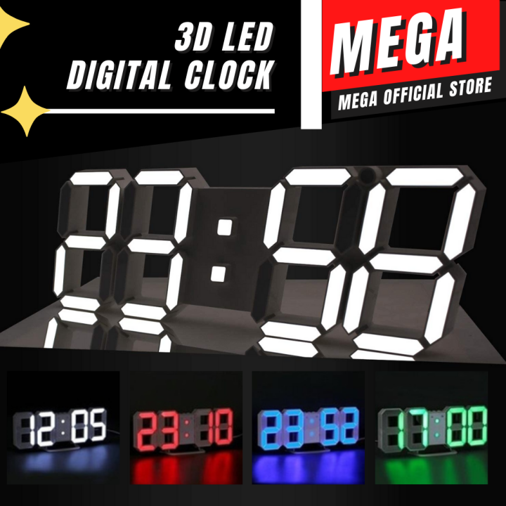 LED 3D Digital Clock Table Alarm Clock Digital Clock Wall Alarm Clock LED Night Light Mini Clock ...