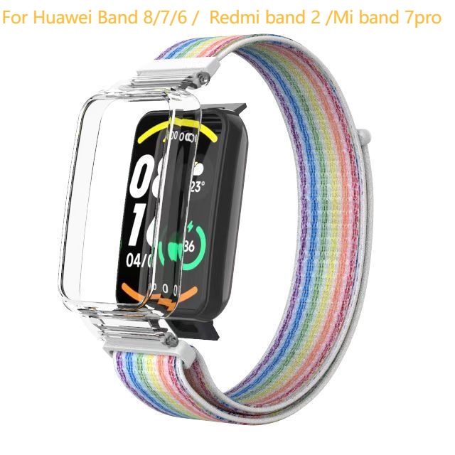 Nylon Strap with Transparent PC Case for Huawei band 9 8 7 6 strap ...