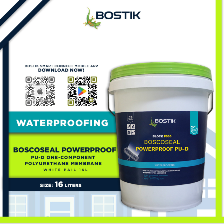 BOSTIK Block P530 Boscoseal Powerproof PU-D 16L, White, Waterproofing ...