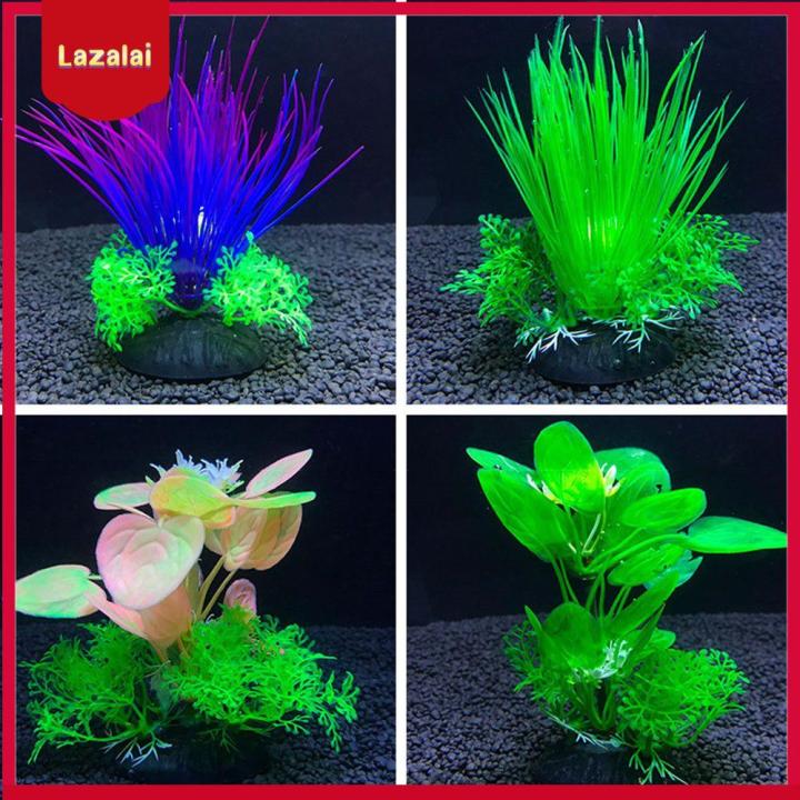 LAZALAI 12cm Plastic Fish Tank Accessories Water Weeds Ornament Aquatic ...