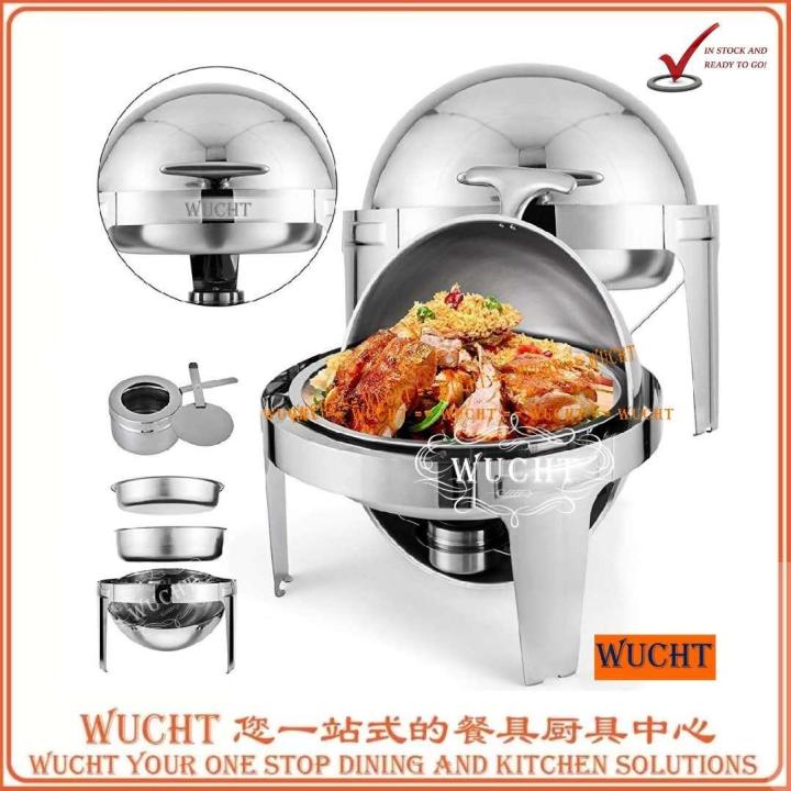 【WUCHT】WCF Deluxe Buffet Stainless Steel Round Roll Top Chafer ...