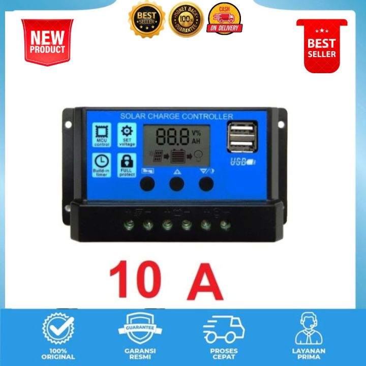 Solar Charge Controller LCD LED Display Solar PWM 12V/24V 10A USB Panel Surya Charge | Lazada ...