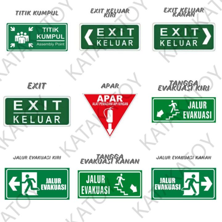 RAMBU ACRYLIC 30X10 2mm APAR JALUR EVAKUASI TITIK KUMPUL JALUR EXIT ...